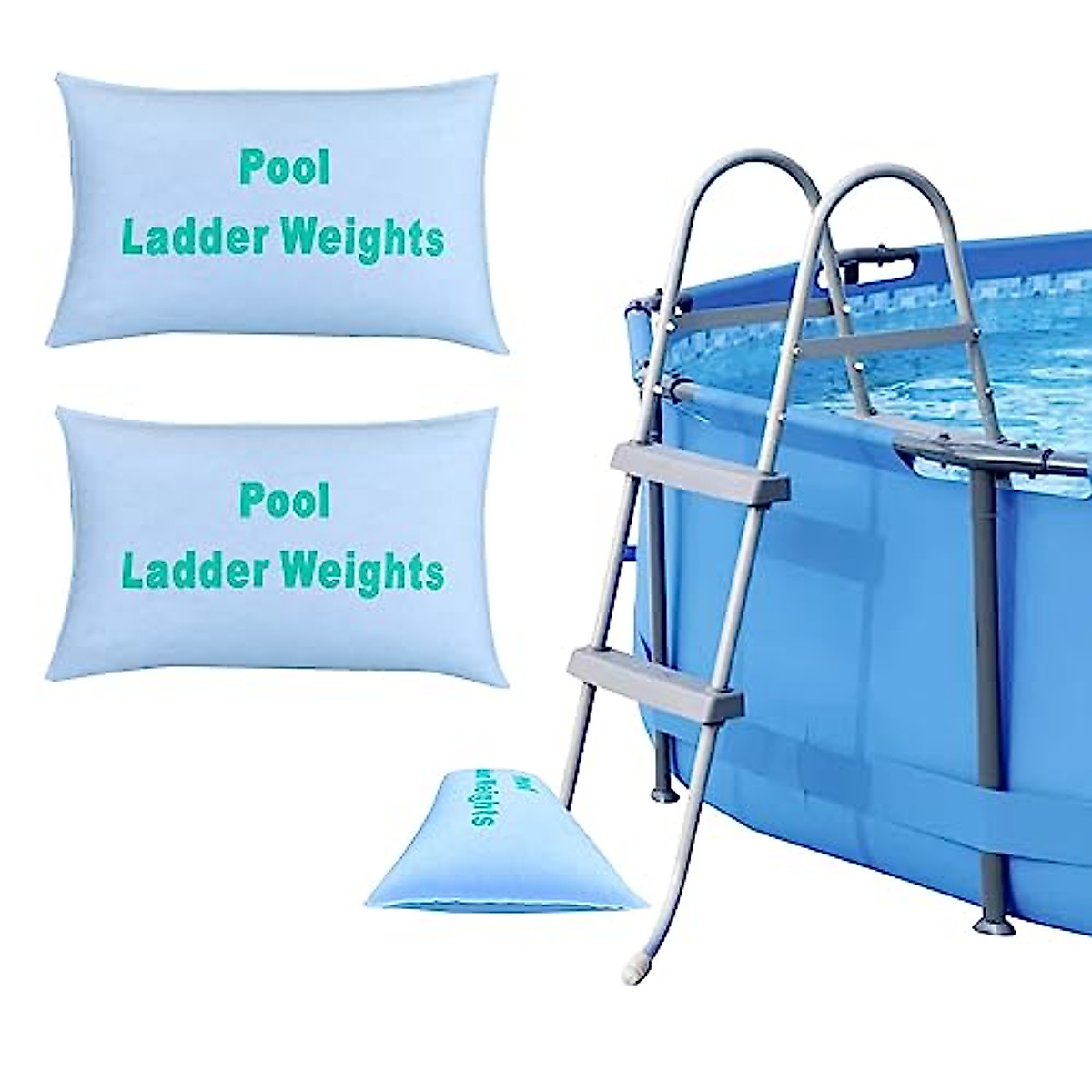 2PCS Pool Weights for Ladders, Pool Step Weights for Above Ground Pools, Pool Stair Weights for Pool Steps with Sandless Design, Work with Above Ground and in-Ground Pool Steps