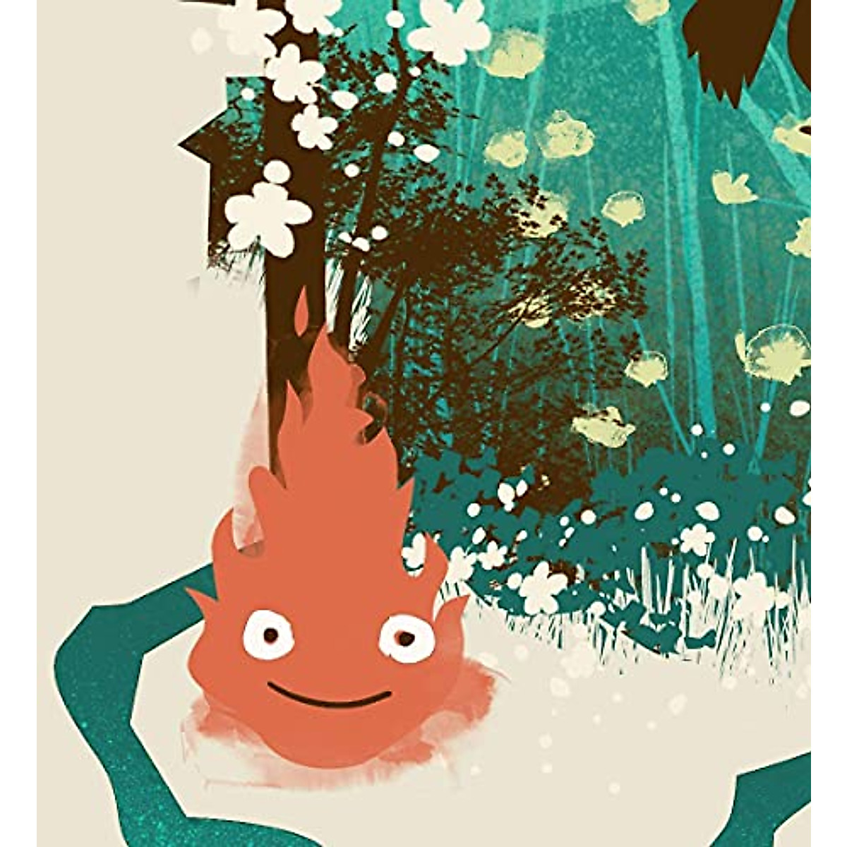 Japanese Castle Art Print - Ukiyo-e Wall Art 8 x 10 Unframed Japanese Anime Artwork Wizard Print Hayao Miyazaki Wall Hanging Cool Movie Inspired Home Decor, Calcifer Turnip Head Artwork