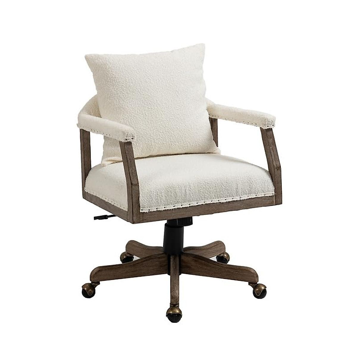 Ergonomic Office Chair with Wheels, Home Office Desk Chairs with Armrest and Backrest, Height Adjustable 360° Swivel Computer Task Vanity Chair for Home, Small Spaces, Living Room, Bedroom, Beige