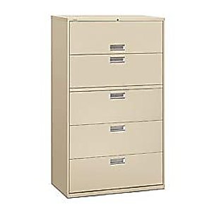 HON 695LL 600 Series Five-Drawer Lateral File, 42w x 19-1/4d, Putty