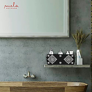 Mela Artisans 3-Slot Wooden Desk Organizer – “Mehndi” Utensil Caddy for Kitchen Countertop, Desk, & More - Dark Grey Cutlery Caddy w/ Black Powder Coating Handle -Office Supplies Organizer -13”x5”x5