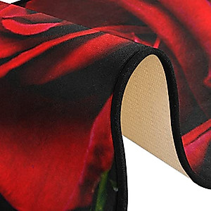 Red Rose Flower Close Up Runner Rug 72 x 24 Inch, Valentine Kitchen Rug Doormat Bath Mat Area Rug Non-Slip Carpet for Kitchen Living Bedroom