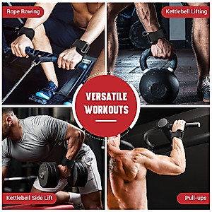 COFOF Weight Lifting Wrist Strap,Double Layer Leather Weightlifting Wrist Strap for Deadlift and Powerlifting, Adjustable Neoprene Padded Gym Workout Lifting Wrist Hooks for Men/Women(Pair)