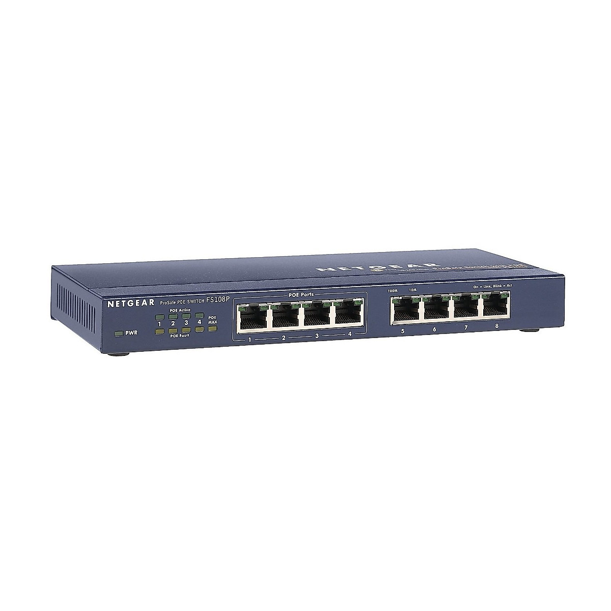 Netgear ProSafe FS108PNA 8-Port 10/100 Fast Ethernet Switch with 4 Power Over Ethernet Ports (PoE)
