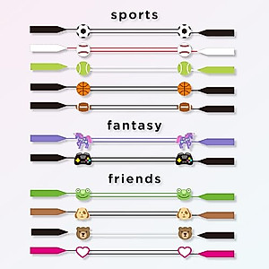 Pilotfish Basics Glasses Strap, No Tail Eyeglass Holder Adjustable Kids Glasses Strap, Anti Slip Sports Glasses Holder Ultra Comfort Sunglasses Eyeglasses Strap for Boys and Girls (Soccer, 12 Inch)