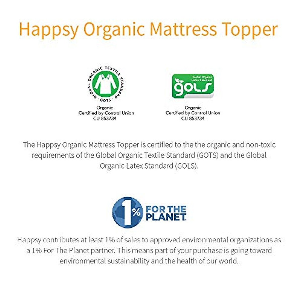 Happsy Organic Mattress Topper - Full