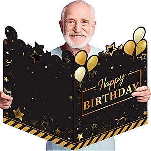 Large Greeting Card 25 x 16 inch Giant Guest Book Jumbo Birthday Card Big Happy Birthday Card Oversize Plastic Custom Card for Women Men Party Decorations (Birthday Theme)