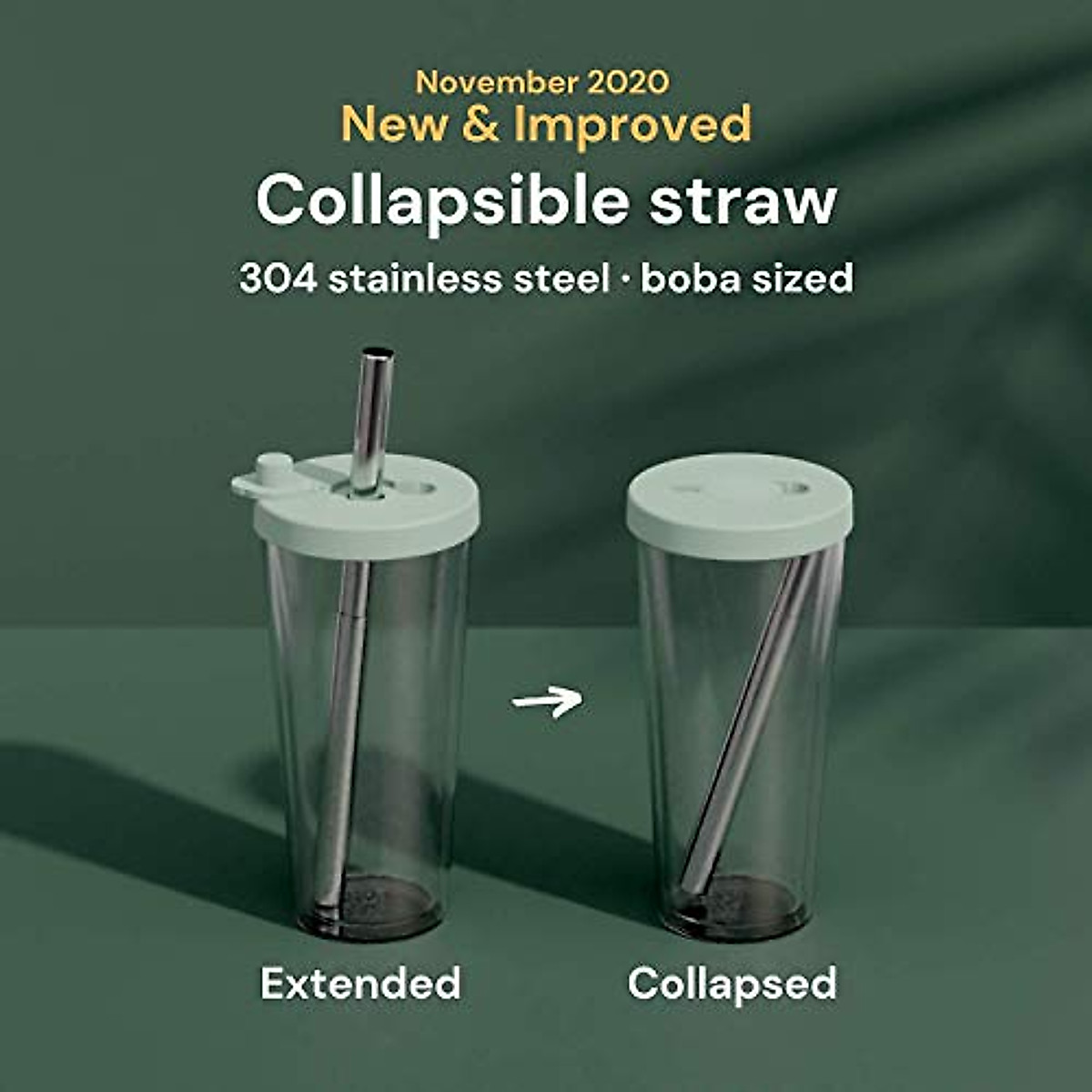 Reusable Boba Cup with Resealable Lid Plug - 17 Oz Double Wall Insulated | Smoothie Tumbler | Wide Stainless Steel Straw For Bubble Tea, Boba Pearls - White