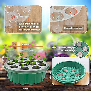 Dsxnklnd 12 Hole Seed Starter Tray Set Humidity Adjustable Seed Starter Kit with Dome and Mini Greenhouse Grow Trays for Growing Starting