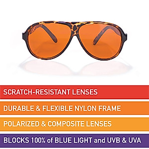 BluBlocker, Demi-Tortoise Original Aviator Sunglasses with Polarized, Scratch Resistant Lens | Blocks 100% of Blue Light and UVA & UVB Rays | Retro | For Men, Women & Everyone | 0408K |