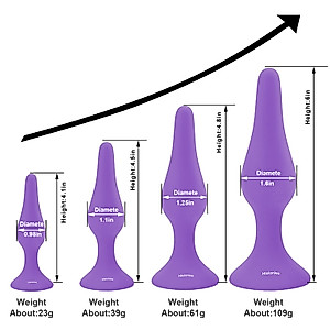 Anal Plug Sex Toys,HISIONLEE 5PCS Sex Anal Toys Silicone Butt Plug Training Kit for Adult Sex Toys & Games Women Male and Beginners (Purple)