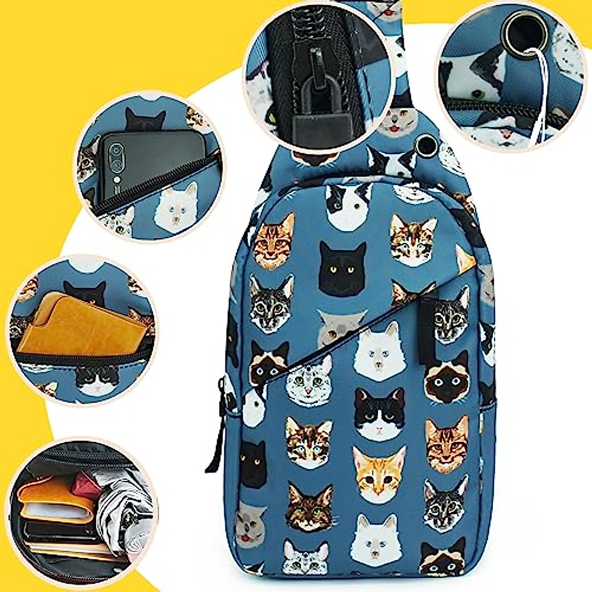 MIKOPNLIW Sling Bags for Men Women Shoulder Backpack Small CrossBody Chest Bag Daypack for Hiking Cycling and Travel