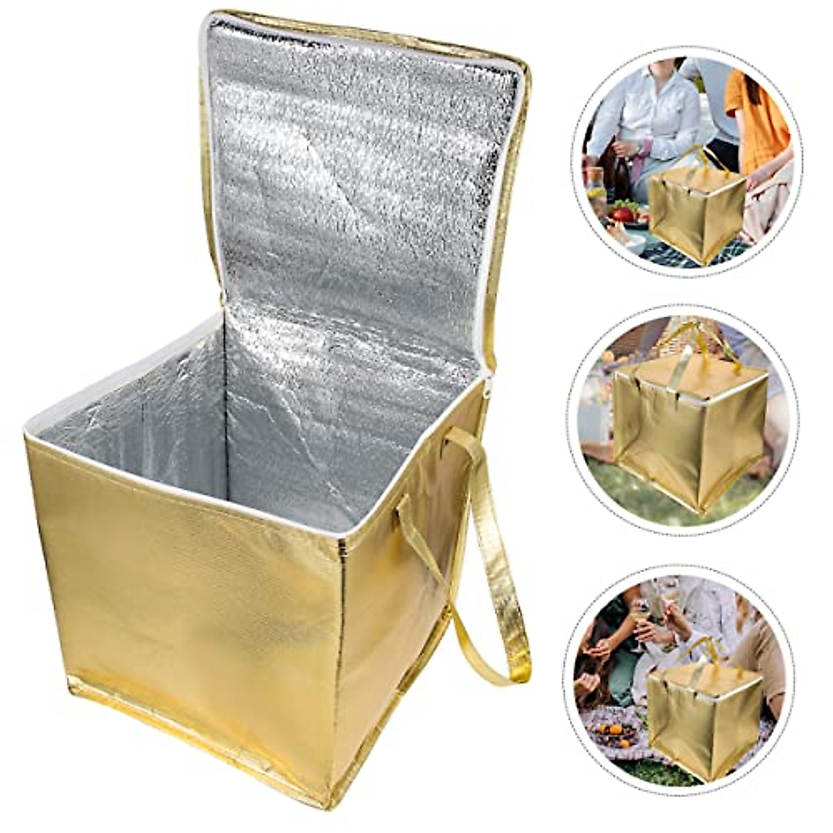 Reusable Grocery Bag Insulation foldable grocery shopping tote food transport cooler insulated bento Food Delivery Storage aluminum Stands Upright Warmer Grocery Delivery Bag