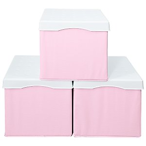 STORAGEIDEAS Thick Stackable Storage Bins with Lids, 3-Pack Collapsible Storage Boxes Organizer, Heavy-Duty Storage Containers Baskets Cubes with Thick Lids for Bedroom, Closet, Office, Pink