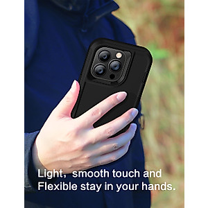 MXX Heavy Duty Made for iPhone 14 Pro Max Case with Tempered Glass Screen, Camera Lens Protector 3-Layer Full Body Protection Shockproof Dustproof Cover for 14 pro max Phone Case 6.7" (Black)