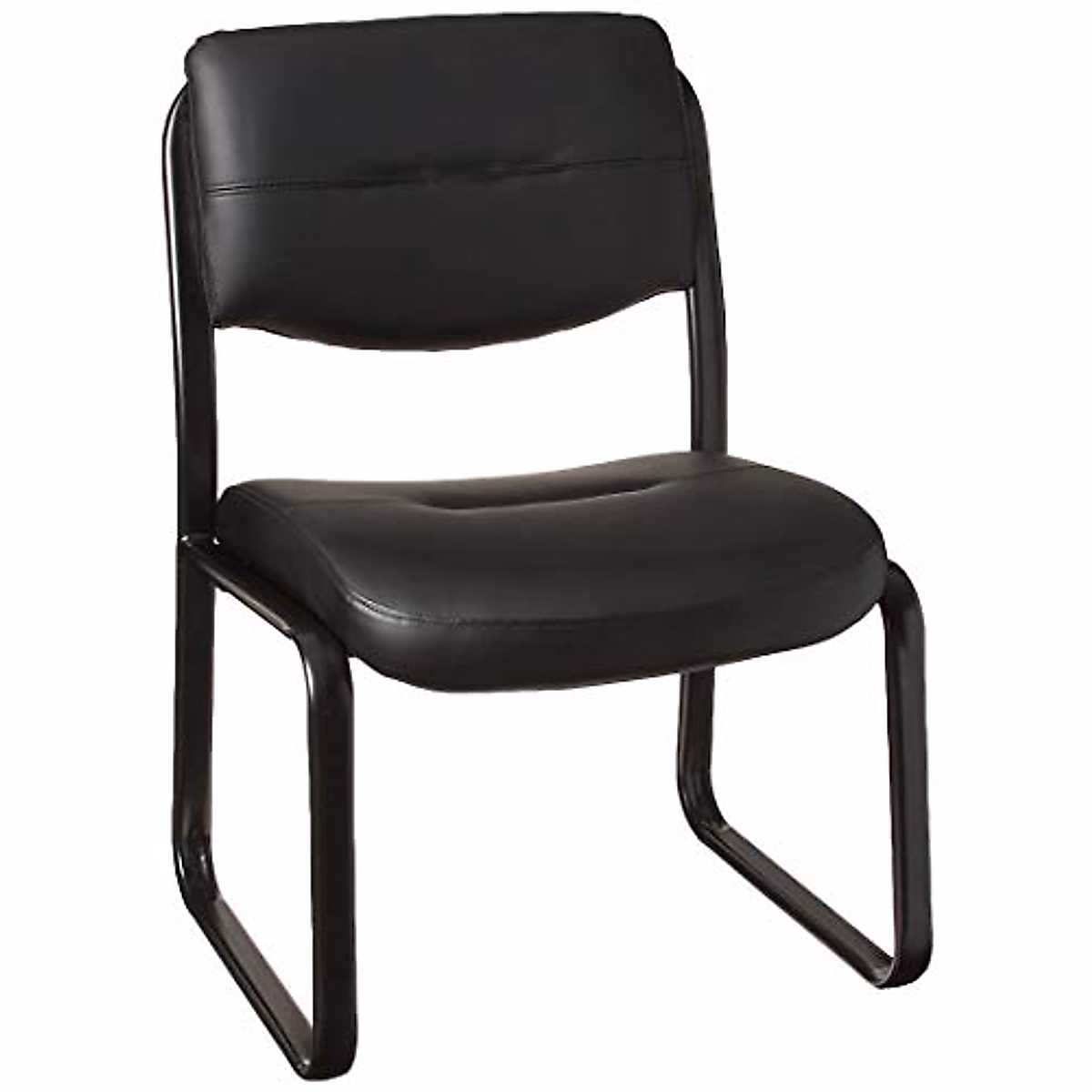 Boss Office Products Leather Sled Base Side Chair in Black