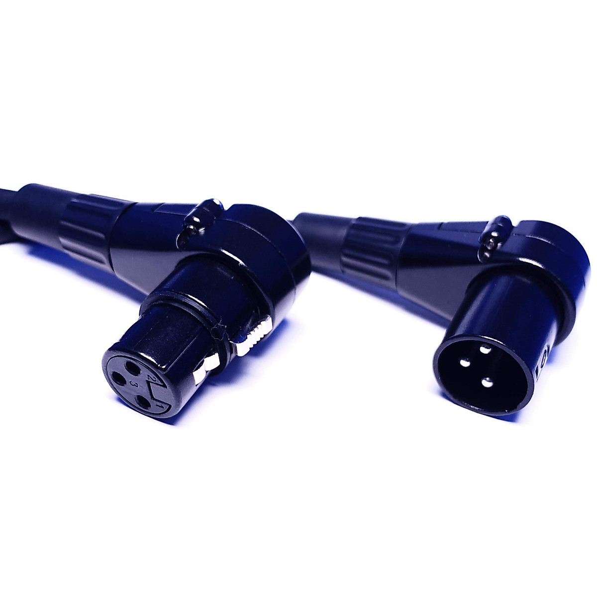 CESS-039 Right-Angel 3-Pin XLR Female to Male Extension/Patch Cable, 2 Pack