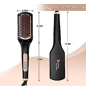 Nicebay® Hair Straightener Brush, Negative Ion Hair Straightening Brush for Women, Anti-Scald & Auto-Off Feature, Fast Heating & 6 Temp Settings
