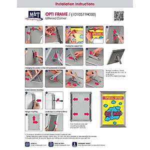 M&T Displays Opti Snap Poster Frame with Support Leg 8.5x11 Inch Silver 1" Aluminum Profile Front Loading Photo Picture Document Certificate Sign Holder Mitered Corner Anti Glare Cover