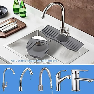 Self-draining Kitchen Sink Splash Guard Wall-mounted Faucet Drain Pad Durable Silicone for Clean Grey L