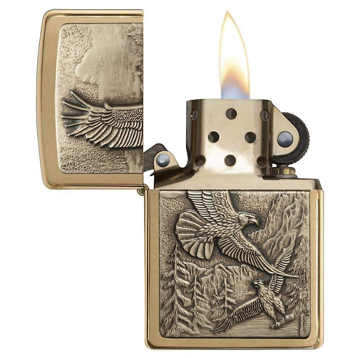 Zippo Where Eagles Dare Brushed Brass Pocket Lighter, One Size