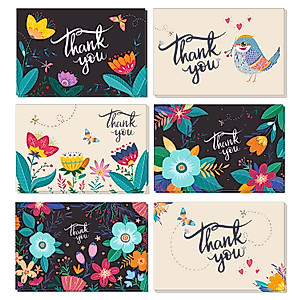 Lord & Lane - Thank You Cards with Envelopes - 42 Pack - Cute Floral Design Thank You Notes for Baby Showers, Wedding Showers, Birthdays, Graduation, and Any Occasion (4 x 6 In)