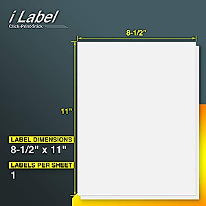 8.5" x 11" Full Sheet Label Sticker Paper for Laser & Inkjet Printers [100 Sheets,100 Labels]