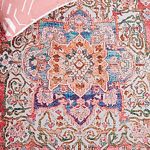SAFAVIEH Tucson Collection Area Rug - 6' Square, Rose & Beige, Boho Chic Persian Design, Non-Shedding Machine Washable & Slip Resistant Ideal for High Traffic Areas in Living Room, Bedroom (TSN122R)