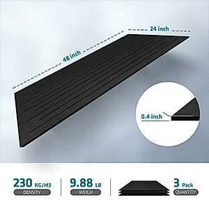 UMIACOUSTICS 3 Packs Large Sound Proof Panels,48 x 24 x 0.4 Inches Flame Retardant Acoustic Panels,Decorative Sound Absorbing Panels in Irregular Slotting for Wall Door.