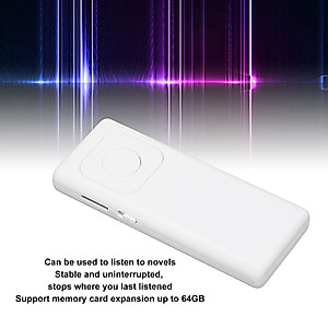 Lossless MP3 Player Support 64G Memory Card, Portable Mini Music Player with Earphone, Digital Walkman Music Player for Study Work (White)