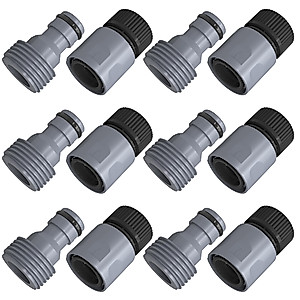 Hourleey Garden Hose Quick Connector 3/4 Inch Plastic Garden Hose Quick Connect Fittings Male and Female Connectors Water Hose End Adapters, 6 Sets