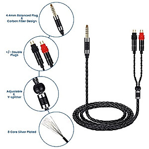 weishan 4.4mm Balanced Cable Replacement for Sennheiser HD600, HD650, HD6XX Headphones, 8 Core Silver Plated Audio Wire, 4ft