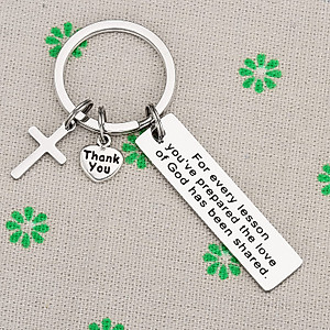 AHAETH Sunday School Teacher Gifts for Christmas Women Men Christian Gift for Woman Teachers Appreciation Jewelry Sunday School Keychain