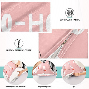 Cute Christmas Ho Pink Pillowcase for Hair and Skin Body Pillow Cover Body Pillow Cases Queen Size 20"X 30" Throw Pillow with Zipper for Women Men