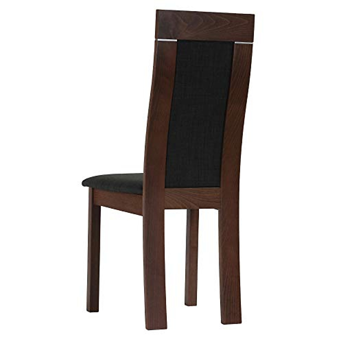 Cortesi Home Tia Walnut Finish Dining Chair in Charcoal Fabric, Set of 2, Brown