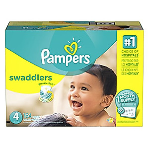 Pampers Swaddlers Disposable Baby Diapers, Size 4, One Month Supply, 164 Count
