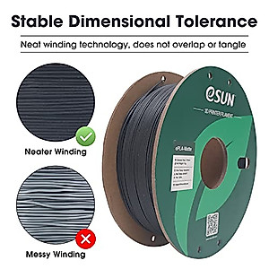 eSUN Upgraded Matte PLA Filament 1.75mm, Excellent Adhesion Matte 3D Printer PLA Filament, 1KG Spool 3D Printing Filament for 3D Printers, Paper Reel, Deep Black