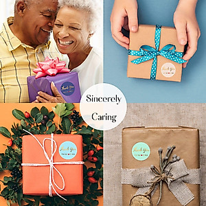 Mobiusea Party Thank You Stickers Roll | Stay Safe and Be Well | 1.5 inch | Waterproof | 500 Labels for Small Business, Packaging, Mailer Seal Stickers |4 Pastel Colors with Gold Foil Designs