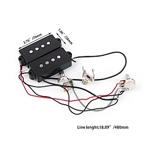 lovermusic 4 Strings Musical Ceramic Magnet ABS Modern Bass Opened Prewired Pickup Black