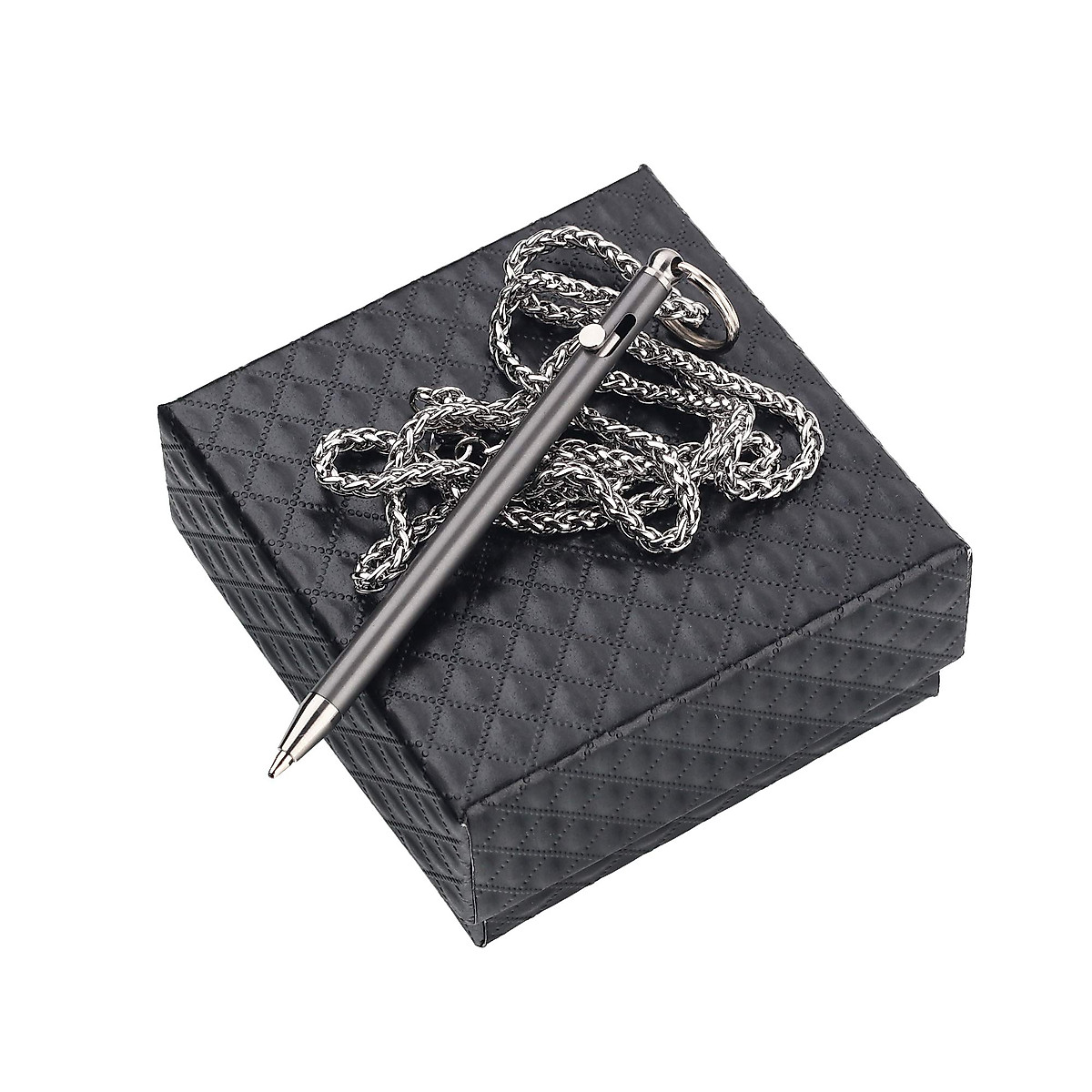 SMOOTHERPRO Mini Titanium Bolt Action Pen Compatible with Fisher SU Broken Off Refill with Necklace Key Ring for Backup Pendant Work EDC Business Natural (KT209)