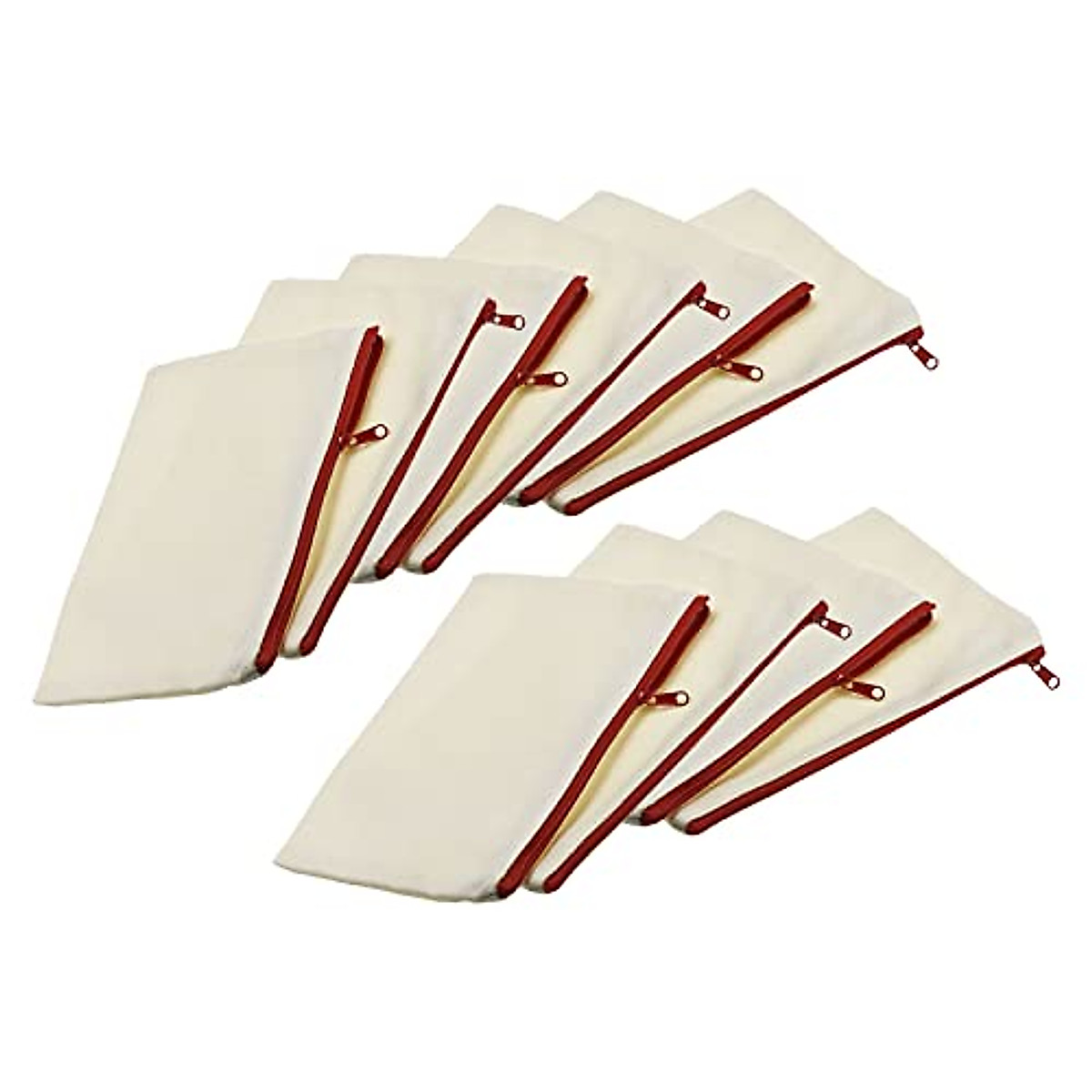 YOKIVE 10 Pack Canvas Zipper Pouch, Crafts DIY Blank Makeup Bags | Pencil Case Organizer Pocket, Great for Office Travel(Red, 7.9 x 5.5 Inch)