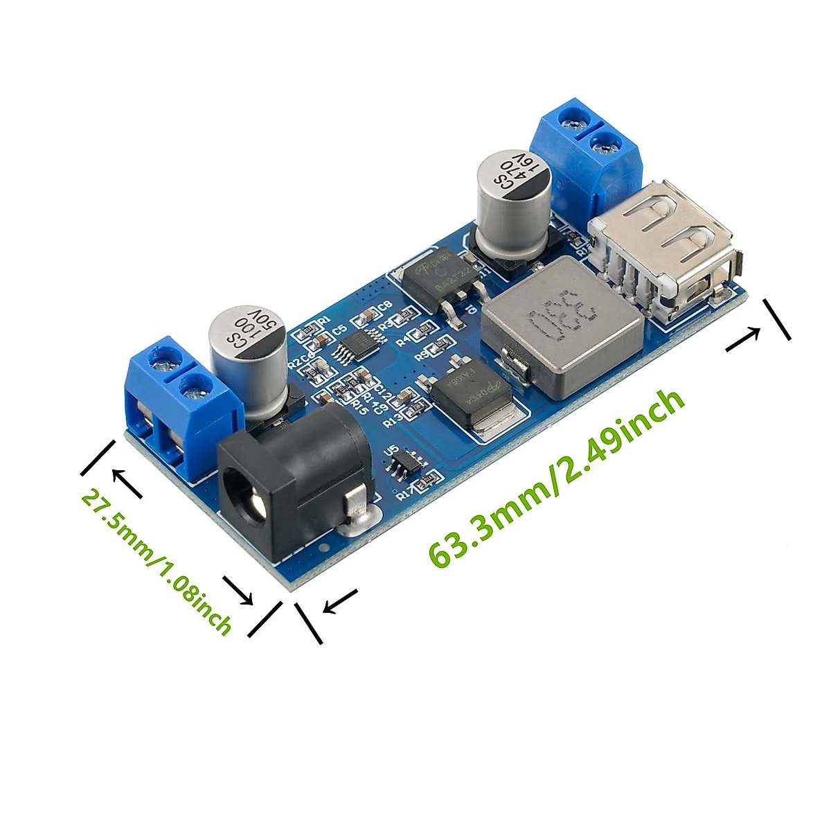EPLZON DC 6V 9V 12V 24V to DC 5V 5A Buck Converter Module V-36V Step Down to DC 5V-5.3V 5.2V 3.5-6A Transformer Dual Output Voltage Regulator Power Module (Pack of 2 pcs)