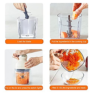 Small Food Processor with 4 Cup capacity.Mini Food Chopper Blender Electric Chopper For Meat & Vegetable Chopper for Dicing, Mincing, and Puree with 4 Sharp Blades