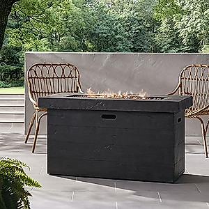 Christopher Knight Home Custer Outdoor Rectangular Fire Pit - 40,000 BTU, Grey