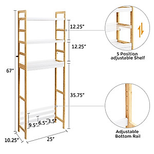 Axeman Over The Toilet Storage, 3-Tier Freestanding Storage Rack Bathroom Organizer Space Saver Above Toilet Stand W/Adjustable Shelves, Fit Most Toilets, Easy Assembly, White