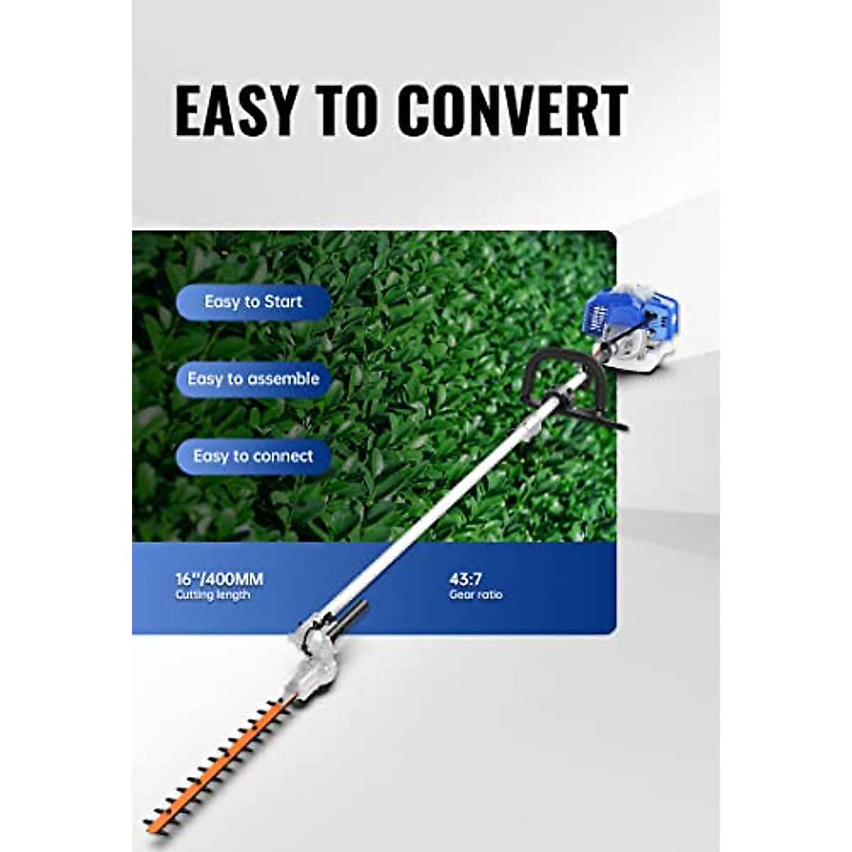 WILD BADGER POWER 26cc Weed Wacker Gas Powered, 4 in 1 String Trimmer, Wheeled Edger, Hedge Trimmer and Brush Cutter Blade, Multi Yard Care Tools, Rubber Handle & Shoulder Strap Included