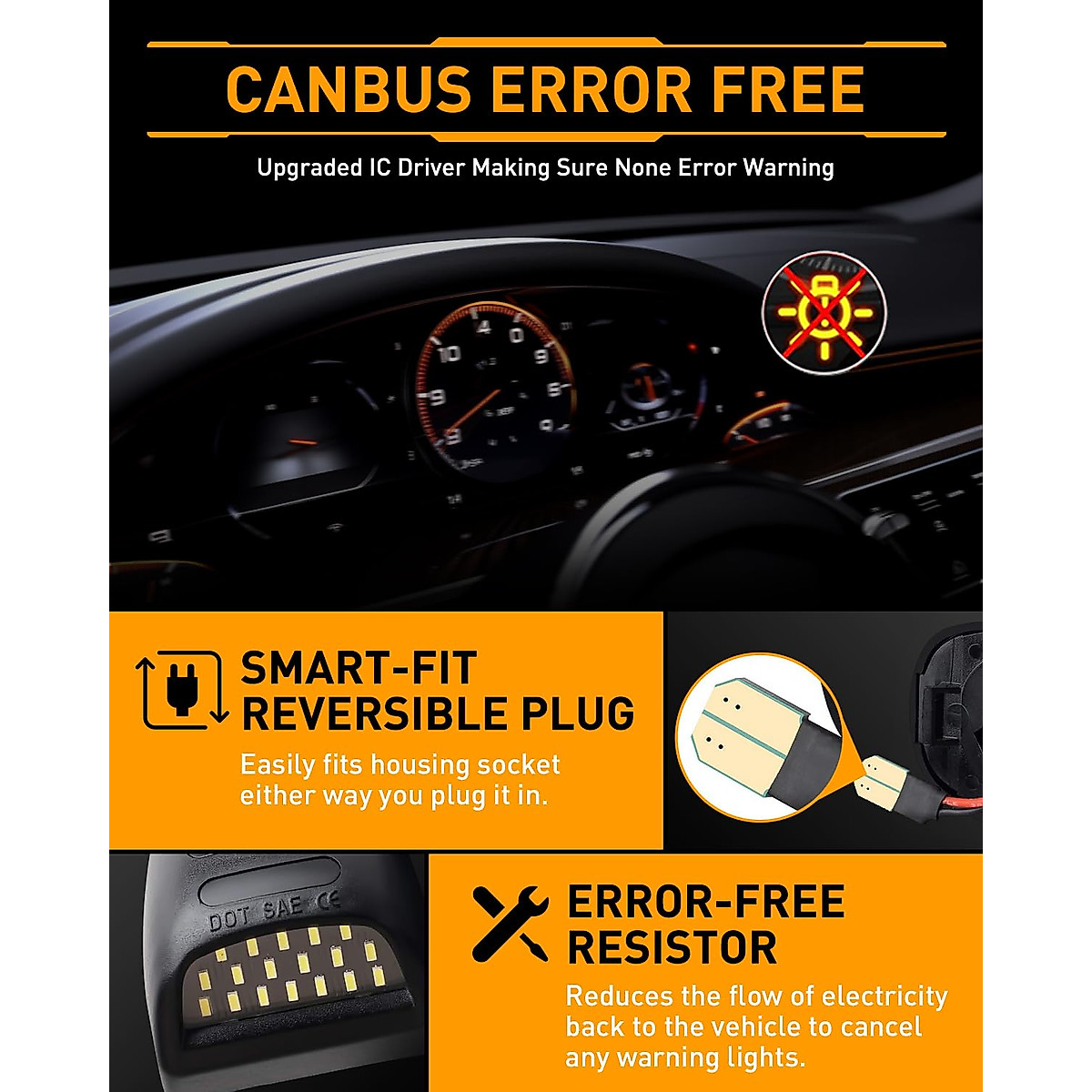 LESAUCE Red OLED Neon Tube LED License Plate Lights Tag Lights Assembly Replacement for Chevy Silverado GMC Sierra 1500 2500 3500 Tahoe Suburban Escalade Yukon XL, 2PCS