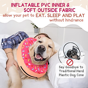Supet Inflatable Dog Cone Collar Alternative After Surgery, Dog Neck Donut Collar Recovery E Collar for Post Surgery, Soft Dog Cone for Small Medium Puppies Cats