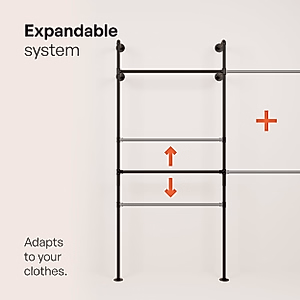 pamo Industrial pipe clothing rack metal black - Wall mounted clothes racks for hanging clothes - Modern walk in closet - KIM II black