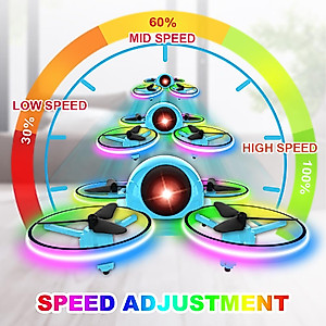 Dwi Dowellin Mini Drone for Kids, 4.9 Inch Small Flying Toys Drones with LED Light One Key Take Off Spin Flips RC Mini Drones Nano Quadcopter Long Flight Time Drones for Beginners and Adults, Blue